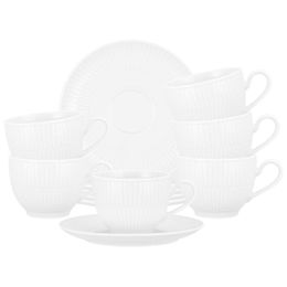 Tasse Seltmann Weiden "Kaffeetassen mit Untertassen Amina 250 ml 6er Set", wei&szlig;, 12 tlg., Porzellan, Trinkgef&auml;&szlig;e, Tasse