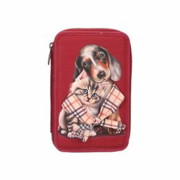Buntstift Depesche "2-Fach Federtasche FUR-EVER FRIENDS TOPModel 5,5 x 13 x 20 cm rot", Kinder, rot, Kunststoff, Stifte