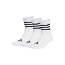 Kurzsocken adidas originals "Socken 3-Stripes Cushioned Sportswear Mid-Cut Socks 3er Pack", Herren, Gr. 46-48, wei&szlig;, Obermaterial: 59% Baumwolle CO. 38% Polyester Pol. recyc.. 2% Elasthan EL. 1% Nylon NY., Socken