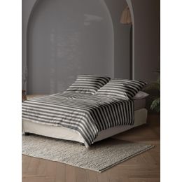 Bettw&auml;sche Irisette "Wave-HK 8559", grau, B/L: 155cm x 200cm, 1 Stk., 1 Stk., Mako-Satin, B/L: 80cm x 80cm, 2 Stk., Mako-Satin, Obermaterial: 100% Baumwolle, Bettw&auml;sche, Bettw&auml;sche, anschmiegsam und atmungsaktiv