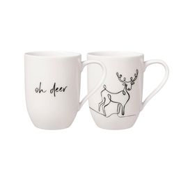 Villeroy & Boch Becher VILLEROY & BOCH "Kaffeebecher XMAS Statement 280 ml 2er Set wei&szlig;", wei&szlig;, Porzellan, Trinkgef&auml;&szlig;e, Becher