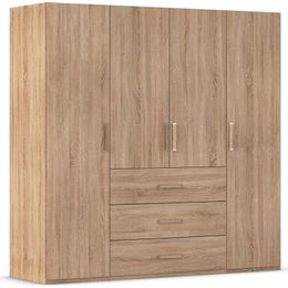 Dreht&uuml;renschrank Rauch "Kleiderschrank Schrank Garderobe Schlafzimmerschrank EVELYN", braun (eiche sonoma), B:201cm H:197cm T:60cm, Holzwerkstoff, Schr&auml;nke, Dreht&uuml;renschrank, in elegantem Stil mit Schubladen 3 Breiten und 2 H&ouml;hen MADE IN GERMANY