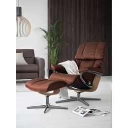 stressless "Reno" Set, Relaxsessel mit Hocker, mit Hocker, mit Cross Base, Gr&ouml;&szlig;e S, M & L, Holzakzent Eiche