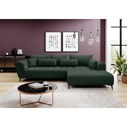 Ecksofa WERK2 "Garay, XXL-Liegefl&auml;che: elektrisch ausziehbar auf ca. 228&times;126 cm", gr&uuml;n, B:287cm H:64cm T:220cm, 100% Polyester, Sofas, Ecksofa, Luxus in &Uuml;bergr&ouml;&szlig;e: XXL-Liegefl&auml;che, Komfort-Ottomane & stilvolle F&uuml;&szlig;e