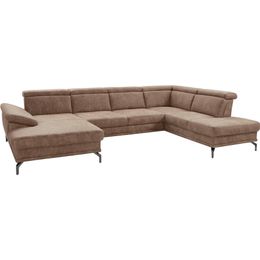 Sit & More Wohnlandschaft SIT & MORE "Scorpio U-Form", braun (nougat), B:353cm H:85cm T:236cm, Sofas, Wohnlandschaft, inklusive Sitztiefenverstellung, mit Kopf- und Armteilverstellung