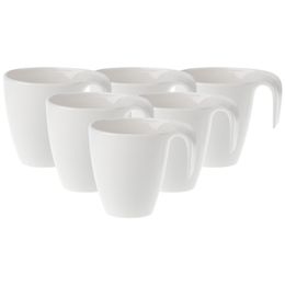 Villeroy & Boch Becher VILLEROY & BOCH "Kaffeebecher Flow 280 ml 6er Set wei&szlig;", wei&szlig;, Porzellan, Trinkgef&auml;&szlig;e, Becher