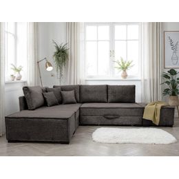 Ecksofa Home Affaire "Night & Day L-Form, Breite 316 cm mit Dauer-Schlaffunktion", dunkelgrau, B:316cm T:215cm, 100% Polyester, Sofas, Ecksofa, inkl. Bettfunktion, Bettkasten, Boxspringbett 180x200 cm