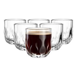 Latte-Macchiato-Glas Leonardo "Kaffeegl&auml;ser (3) Gocce 220 ml 6er Set transparent", bunt (transparent), 6 tlg., Glas, Trinkgef&auml;&szlig;e, Latte-Macchiato-Glas