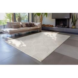 Teppich Kayoom "Balance Flow 225", creme, B:80cm H:18mm L:150cm, Polyester, Teppiche, Teppich, Kurzflor, Hoch Tief, modernes Muster, Wohnzimmer