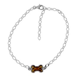 Armband OSTSEE-SCHMUCK "- Knochen - Silber 925/000 - Bernstein" Gr. 21, silber (silber 925, silberfarben, wei&szlig;), Armb&auml;nder, Damen, Silber 925 (Sterlingsilber), Armband