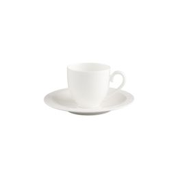 Villeroy & Boch Tasse VILLEROY & BOCH "Espressotasse mit Untertasse White Pearl 70 ml wei&szlig;", wei&szlig;, Porzellan, Trinkgef&auml;&szlig;e, Tasse