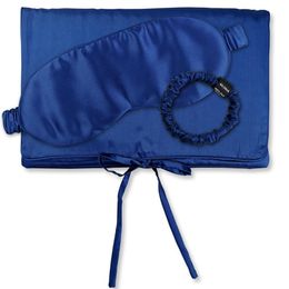 Seidentuch AILORIA "Tasche, Schlafmaske & Scrunchie S TRAVEL SET BEAUTY S", Damen, blau (midnight blau), Obermaterial: 100% Seide silk., Modet&uuml;cher
