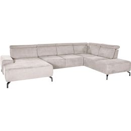 Sit & More Wohnlandschaft SIT & MORE "Gizeh U-Form", beige (elfenbein), B:340cm T:230cm, Sofas, Wohnlandschaft, 15 cm Fu&szlig;h&ouml;he, inklusive Sitztiefenverstellung und Kopfteilverstellung