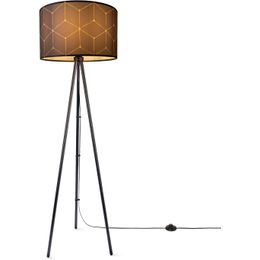 Paco Home Stehlampe "Trina Cube", schwarz, H: 148,5cm, Leuchten, Lampenschirm Stoff Modern Wohnzimmer Stehlampe Leselampe E27 Rund, Stehlampe