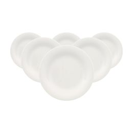 Villeroy & Boch Fr&uuml;hst&uuml;cksteller VILLEROY & BOCH "Fr&uuml;hst&uuml;cksteller New Cottage Basic &oslash; 21,5 cm 6er Set wei&szlig;", wei&szlig;, Speiseteller