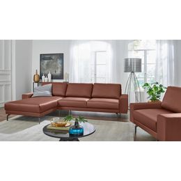Ecksofa "CR.450, Designecksofa, L-Form", braun (signalbraun 534, 44), B:274cm H:85cm T:178cm, Luxus-Microfaser (100% Polyester), CREATION BY ROLF BENZ, Sofas, Ecksofa, Armlehne breit und niedrig, Alugussf&uuml;&szlig;e in umbragrau, Breite 274 cm