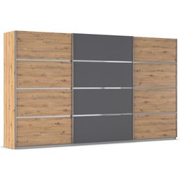 Kleiderschrank Rauch "Schwebet&uuml;renschrank OTTO&acute;s Choice Garderobe Schrank TOP ANGEBOT Avola", grau (eiche artisan, graumetallic, leisten chrom), B:360cm H:210cm T:62cm, Holzwerkstoff, Schr&auml;nke, Kleiderschrank, mit eleganten Zierleisten in Chrom, Schwarz oder Wei&szlig; MADE IN GERMANY