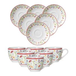 Ritzenhoff & Breker Tasse RITZENHOFF & BREKER "Espressotassen mit Untertassen Shanti 80 ml 6er Set bunt", bunt, 12 tlg., Porzellan, Trinkgef&auml;&szlig;e, Tasse