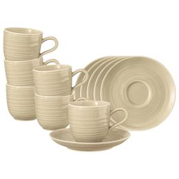 Tasse Seltmann Weiden "Espressotassen mit Untertassen Terra 0,09 l 6er Set", beige (sandbeige), 6 tlg., Porzellan, Trinkgef&auml;&szlig;e, Tasse