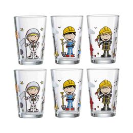 Ritzenhoff & Breker Kinderbecher RITZENHOFF & BREKER "Kindergl&auml;ser Berufe Jungen 205 ml 6er Set bunt", bunt, Glas, Trinkgef&auml;&szlig;e, Kinderbecher