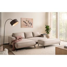 Sitzgruppe Home Affaire "TVINNU, Polsterecke L-Form, Schlaffunktion, mit Hocker", beige (hellbeige), B:275cm H:83cm T:173cm, Sitzm&ouml;bel-Sets, Set, stellbar zum Schlafsofa (Krokodilverbinder)