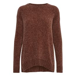 Strickfleece-Pullover oxmo "Strickpullover OXElvina", Damen, Gr. M, braun (schwarz cinnamon), Obermaterial: 100% Polyester PES., Pullover