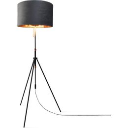Paco Home Stehlampe "Naomi uni Color", schwarz, H: 176,5cm, Leuchten, Wohnzimmer H&ouml;henverstellbar 121,5 bis 176,5 cm Zugschalter Velour, Stehlampe