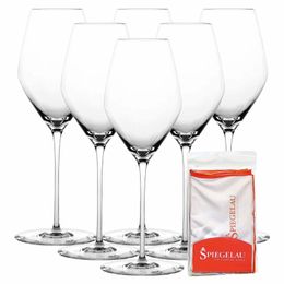 Champagnerglas Spiegelau "Champagnergl&auml;ser + Poliertuch Hi-Lite 347 ml 6er Set transparent", bunt (transparent), Glas, Trinkgef&auml;&szlig;e