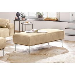 Polsterhocker W.Schillig, beige (sahara s37), B:150cm H:46cm T:60cm, Stoff S37 (100% Polyester);ROHLEDER Chenille-Flachgewebe Q2 W77 (68% Polyacryl, 32% Polyester);Stoff S37 (100% Polyester), Hocker, Polsterhocker, mit elegantem Holzsockel, F&uuml;&szlig;e in Chrom gl&auml;nzend, Breite 150 cm