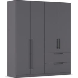 Kleiderschrank Rauch "Dreht&uuml;renschrank Schrank Garderobe W&auml;scheschrank Schlafzimmer AVOLA", grau (graumetallic), B:181cm H:229cm T:54cm, Holzwerkstoff, Schr&auml;nke, Kleiderschrank, mit hochwertigen Stangengriffen in Schwarz aus Metall MADE IN GERMANY
