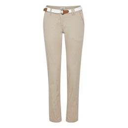 Chinohose oxmo "Chinohose OXChakira", Damen, Gr. 38, N-Gr, beige (simple tau), Obermaterial: 98% Baumwolle CO. 2% Elasthan EL., Hosen Chinohose