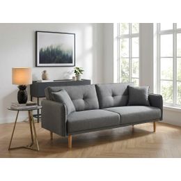 Schlafsofa Home Affaire "SORENITY, 196 cm, 3-Sitzer, verstellbare R&uuml;ckenlehne", grau, B:196,5cm H:86cm T:85,5cm, Holzgestell, Schaum-Polsterung, Holzbeine und pflegeleichter Bezug, Sofas, Schlafsofa, Klappmechanismus, feiner Webstoff, nat&uuml;rliche Farben