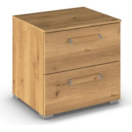 Nachtkommode Rauch "Nachttisch Nachtkonsole Kommode EVELYN", braun (asteiche), B:50cm H:49cm T:42cm, Holzwerkstoff, Sideboards, in elegantem Stil mit 2 Schubladen, viel Stauraum MADE IN GERMANY