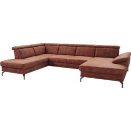 Sit & More Wohnlandschaft SIT & MORE "Scorpio U-Form", braun (cognac), B:353cm H:85cm T:236cm, Sofas, Wohnlandschaft, inklusive Sitztiefenverstellung, mit Kopf- und Armteilverstellung