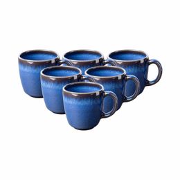 Tasse "Kaffeetassen Lave 190 ml 6er Set", blau (bleu), Steingut, LIKE. BY VILLEROY & BOCH, Trinkgef&auml;&szlig;e, Tasse