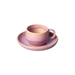 Tasse "Kaffeetasse mit Untertasse Perlemor Coral 190 ml rosa", rosa, 1 tlg., Porzellan, LIKE. BY VILLEROY & BOCH, Trinkgef&auml;&szlig;e, Tasse