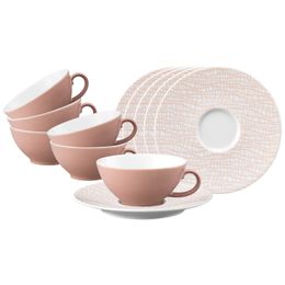 Tasse Seltmann Weiden "Teetassen mit Untertassen Life Fashion 140 ml 6er Set", rosa (posh rose), 12 tlg., Porzellan, Trinkgef&auml;&szlig;e, Tasse