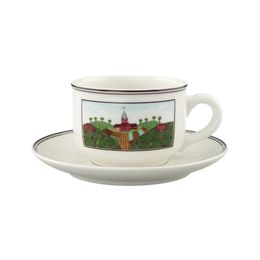 Villeroy & Boch Tasse VILLEROY & BOCH "Teetasse mit Untertasse Design Naif 250 ml bunt", bunt, Porzellan, Trinkgef&auml;&szlig;e, Tasse