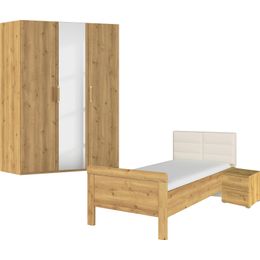 Schlafzimmer-Set Rauch "Komplettschlafzimmer Schlafzimmer EVELYN", braun (asteiche), Bett 100x200cm + ohne Matratze, B/H: 100cm x 200cm, Bett 100x200cm, Holzwerkstoff, Schlafzimmerm&ouml;bel-Sets, Schrank und Bett in 2 Breiten, Nachttisch 2 Schubladen MADE IN GERMANY