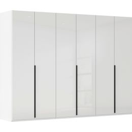 Dreht&uuml;renschrank Rauch "Kleiderschrank Schrank Garderobe W&auml;scheschrank BESTSELLER MONTCLAR", alpinwei&szlig;, glas kristallwei&szlig;, griffe schwarz, B:301cm H:223cm T:60cm, Holzwerkstoff, Schr&auml;nke, Dreht&uuml;renschrank, Front in Glas/Hochglanz/Dekor/Grauspiegel in 5 Breiten MADE IN GERMANY, Topseller