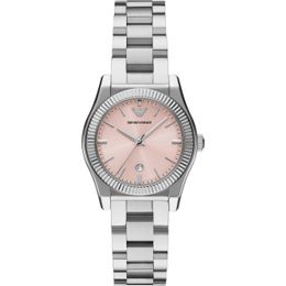 Quarzuhr Emporio Armani, rosa (edelstahlfarben, rosa), Armbanduhren, Damen, Quarzuhr, Armbanduhr, Damenuhr, Edelstahlarmband, analog, Tag