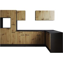 Winkelk&uuml;che respekta "Oliver", braun (k&uuml;che: grau, front: artisan eiche nachbildung, korpus: grau matt, arbeitsplatte: granit optik), B:310cm H:205cm T:172cm, Komplettk&uuml;chen-Sets, Breite 310 cm, 90 cm Arbeitsh&ouml;he, in exklusiver Konfiguration f&uuml;r OTTO