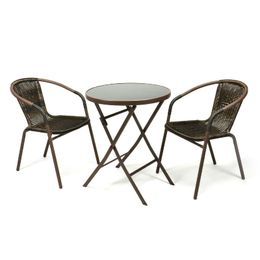 Garten-Essgruppe Vcm "3-tlg. Bistroset Balkon Stuhl Tisch Set Braun", braun (braun,), Obermaterial: 100% Metall MT., Sitzm&ouml;bel-Sets