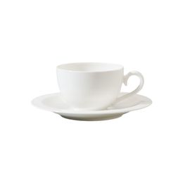 Villeroy & Boch Tasse VILLEROY & BOCH "Cappuccinotasse mit Untertasse White Pearl 310 ml 2er Set wei&szlig;", wei&szlig;, Porzellan, Trinkgef&auml;&szlig;e, Tasse