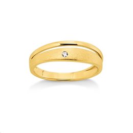 Fingerring OROLINO "Gold 585 glanz/matt mit Brillant 0,02ct." Gr. 58, gelb, Fingerringe, Damen, 058 (18,5), 0,02 SI = kleine Einschl&uuml;sse, Gold, Fingerring