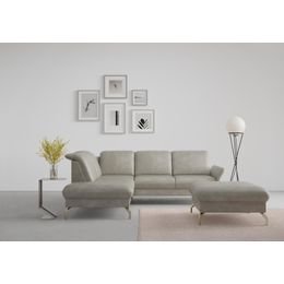 Sit & More Ecksofa SIT & MORE "Fashion L-Form", grau (hellgrau), B:250cm H:84cm T:207cm, Sofas, Ecksofa, wahlweise mit Kopfteilverstellung, Vorziehsitz, motorisch, Nickelf&uuml;&szlig;e