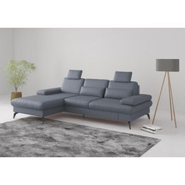 Sit & More Ecksofa SIT & MORE "Morris L-Form, inkl. Sitztiefenverstellung", bunt (graublau), B:275cm H:82cm T:171cm, Sofas, Ecksofa, wahlweise mit Armteilverstellung, Bettfunktion & Bettkasten