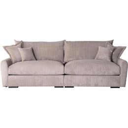 Big-Sofa Home Affaire "Finka, Breite 247 cm", taupe, B:247cm T:123cm, 100% Polyester, Sofas, Big-Sofa, Mega-Sofa, Cord oder Chenille-Struktur, mit Federkern & 4 Zierkissen
