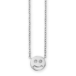 CAI Collierkettchen CA&Iuml; "925/- Sterling Silber rhodiniert Zirkonia Smile", wei&szlig;, Halsketten, Damen, 39+5cm, Silber 925 (Sterlingsilber), L: 44 B: 9mm, gl&auml;nzend, B:9mm