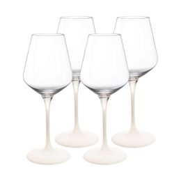 Villeroy & Boch Wei&szlig;weinglas VILLEROY & BOCH "Wei&szlig;weingl&auml;ser Manufacture Rock 380 ml 4er Set wei&szlig;-transparent", bunt (wei&szlig;, transparent), Glas, Trinkgef&auml;&szlig;e, Wei&szlig;weinglas